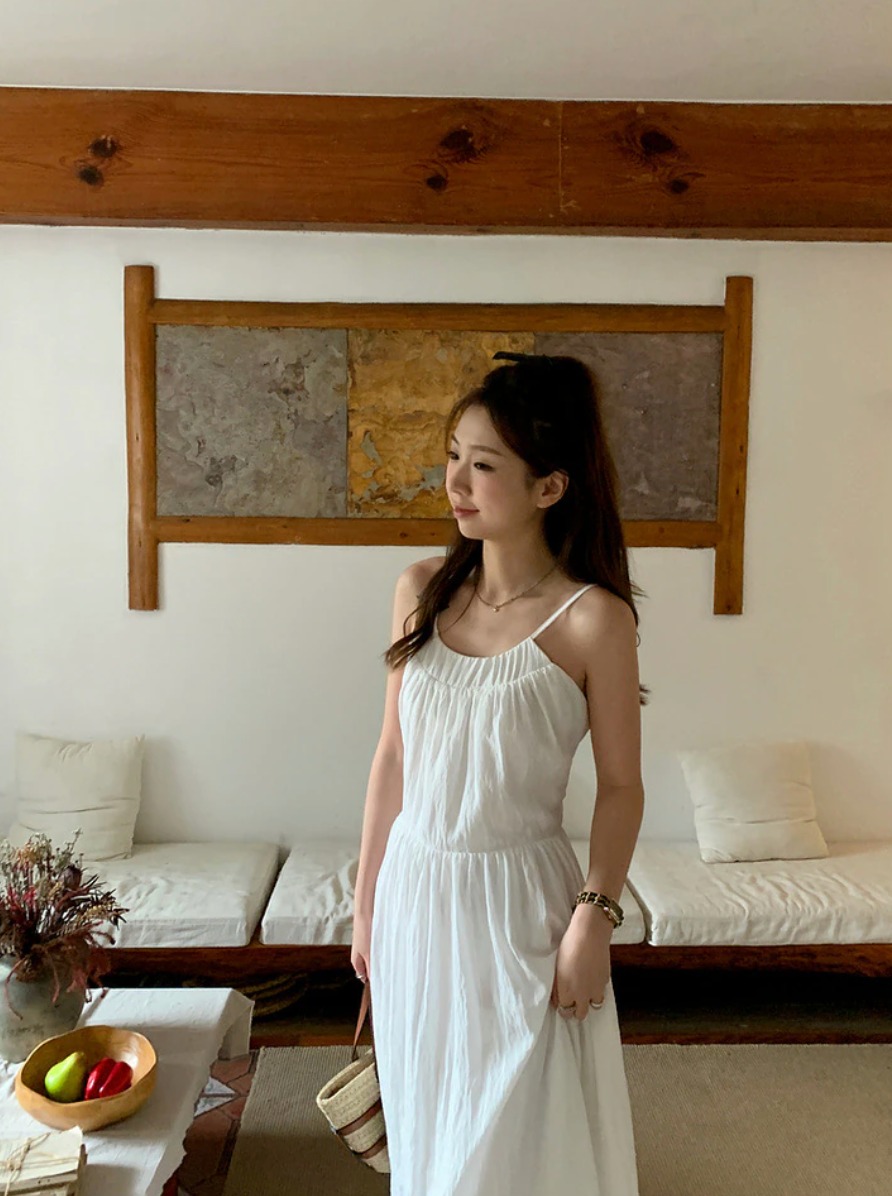 [Korean Style] 2 Colors Cut-out Open Back Spaghetti Strap Maxi Dress ...